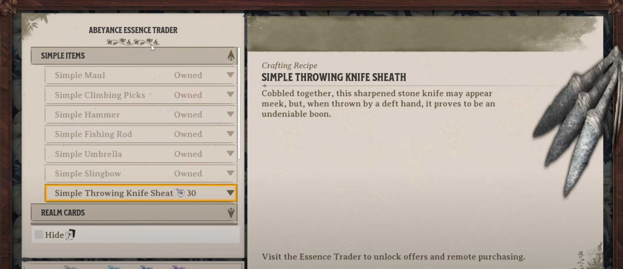Simple & Refined Throwing Knives Recipe and Crafting Nightingale – QM Games